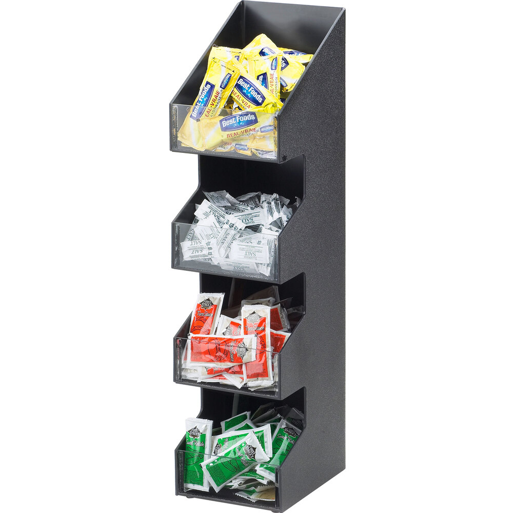 Cal-Mil 1423 Classic Four Tier Black Condiment Display with Clear Bin ...