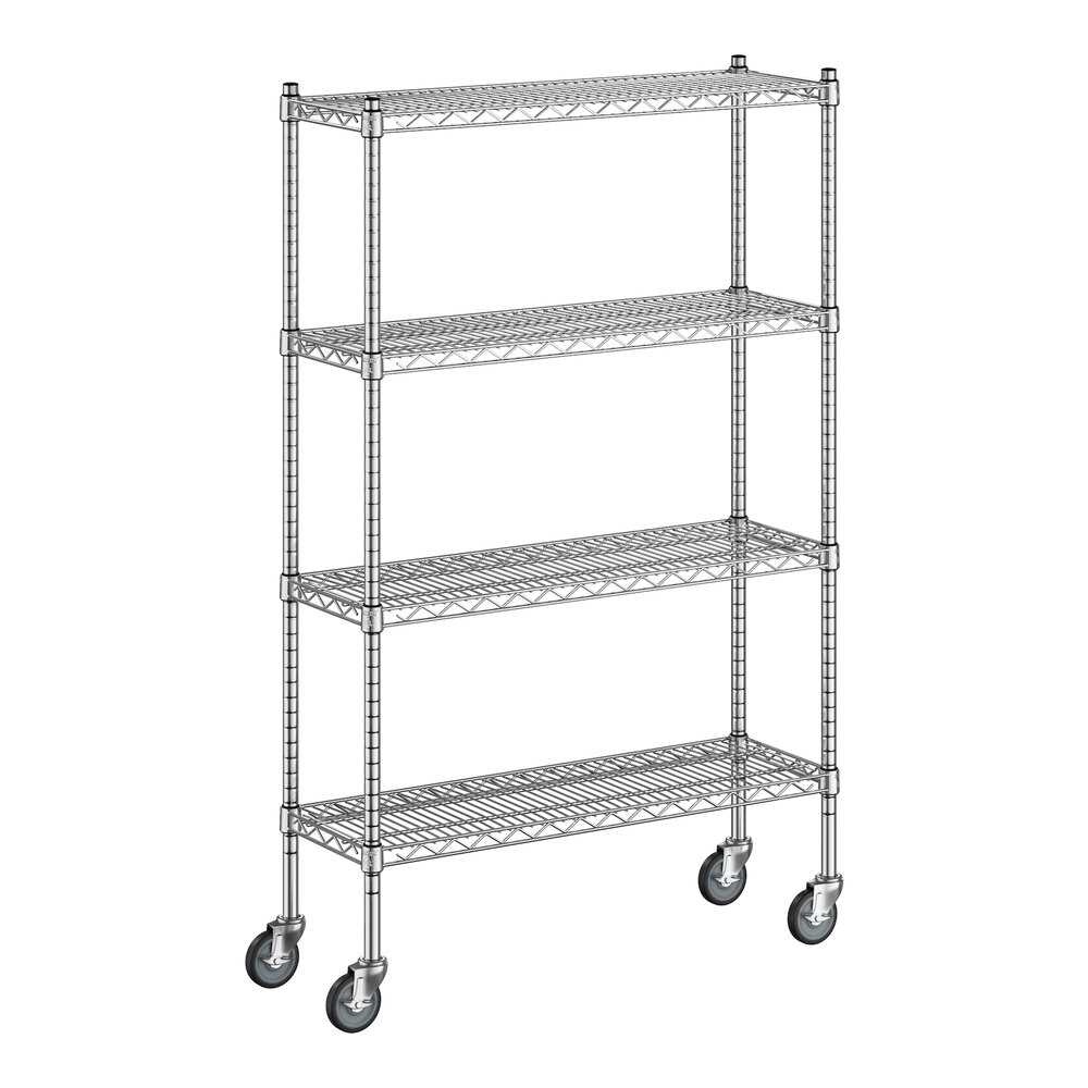 Regency 12" x 36" x 60" NSF Chrome Mobile Wire Shelving Starter Kit ...