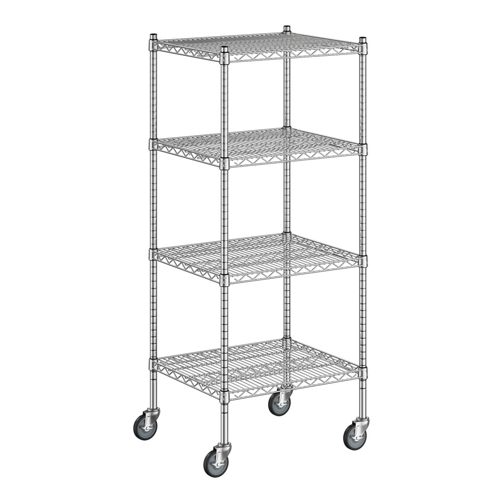 Regency 21" x 24" x 60" NSF Chrome Mobile Wire Shelving Starter Kit ...
