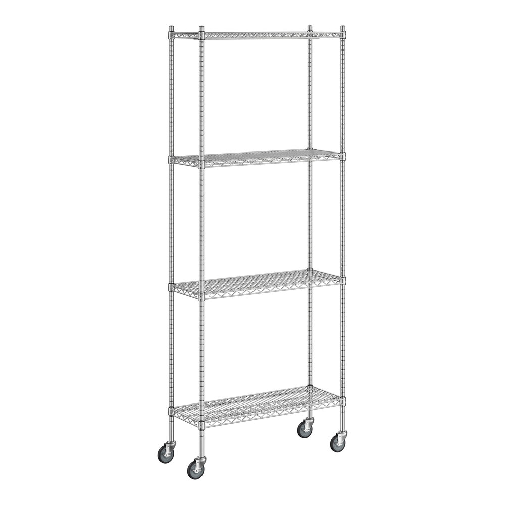 Regency 14" x 36" x 92" NSF Chrome Mobile Wire Shelving Starter Kit ...