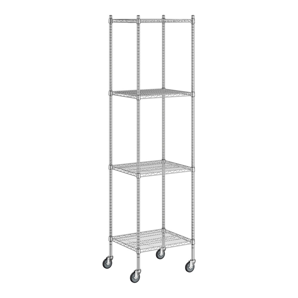Regency 21" x 24" x 92" NSF Chrome Mobile Wire Shelving Starter Kit ...