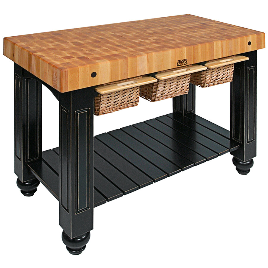 John Boos & Co. CU-GB4824-BK 48" x 24" Black Maple Gathering Block with ...