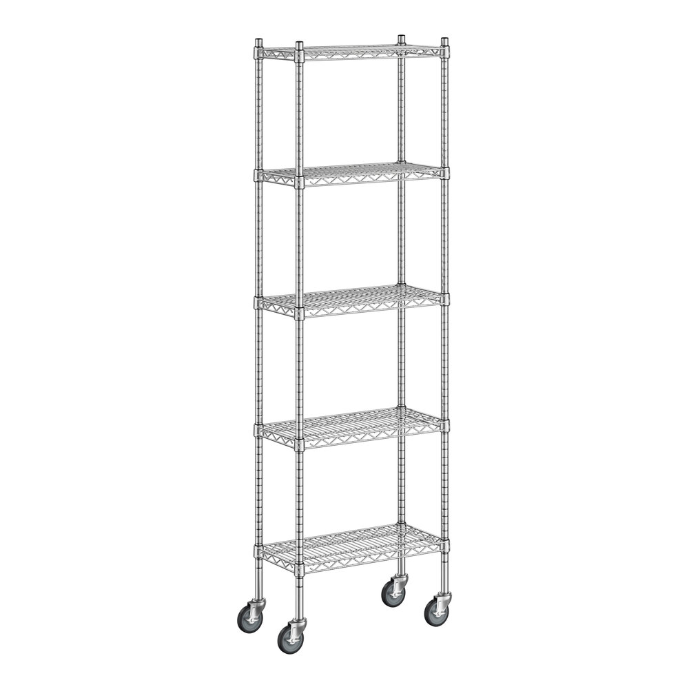 Regency 12" x 24" x 80" NSF Chrome Mobile Wire Shelving Starter Kit ...