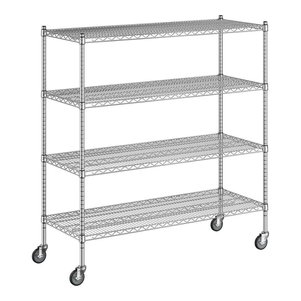 Regency 21" x 54" x 60" NSF Chrome Mobile Wire Shelving Starter Kit ...