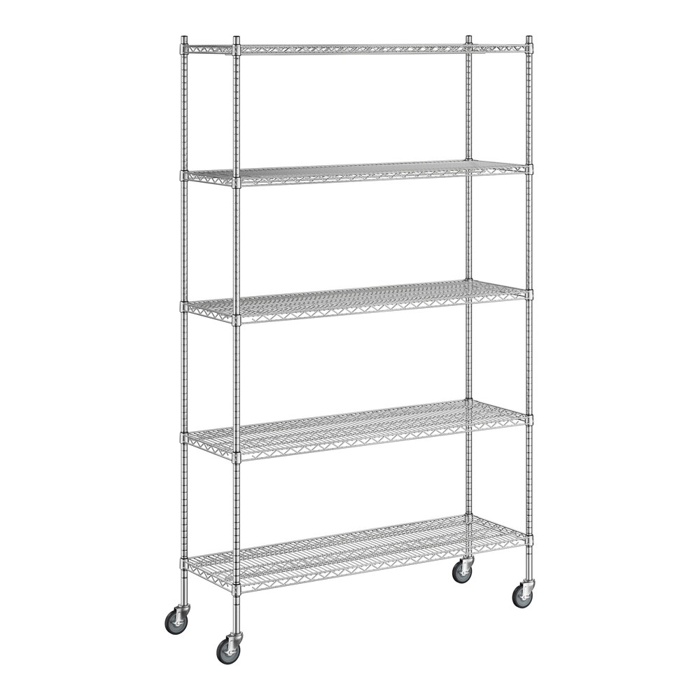 Regency 18" x 54" x 92" NSF Chrome Mobile Wire Shelving Starter Kit ...