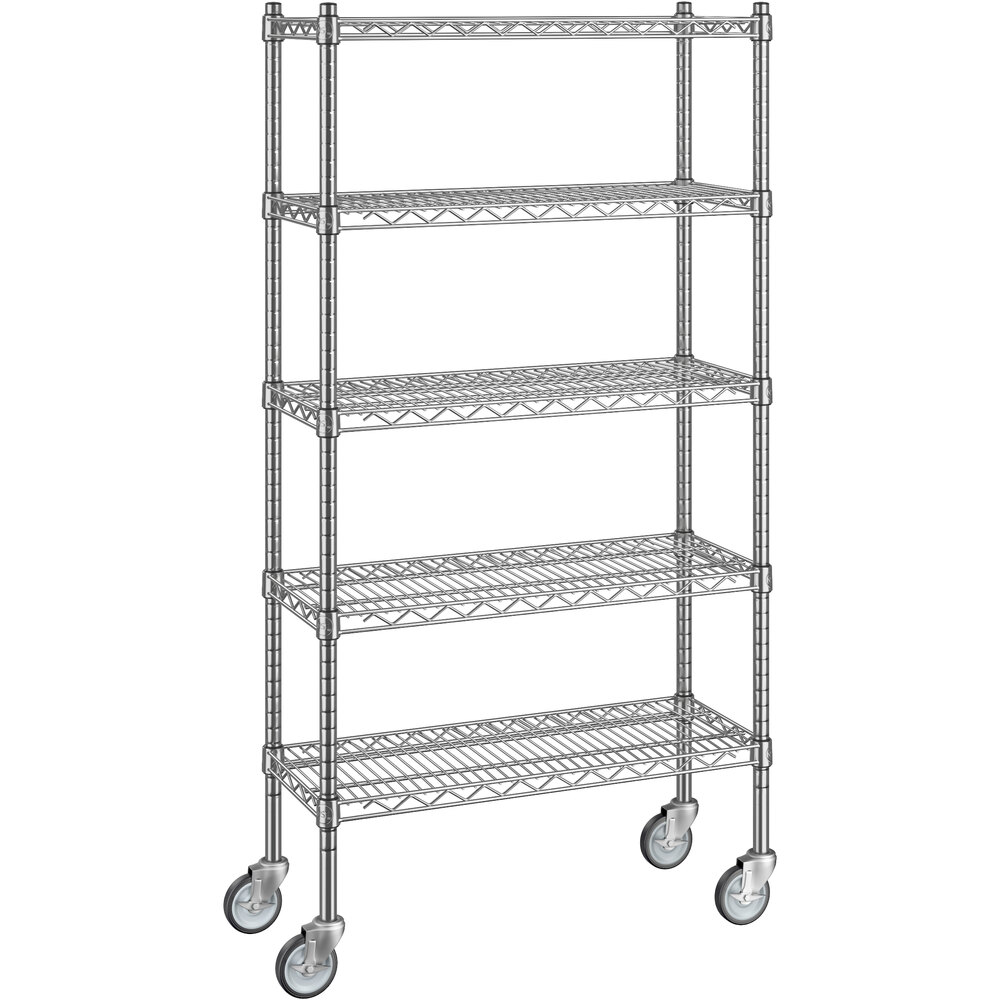 Regency 12 X 30 X 60 NSF Chrome Mobile Wire Shelving Starter Kit