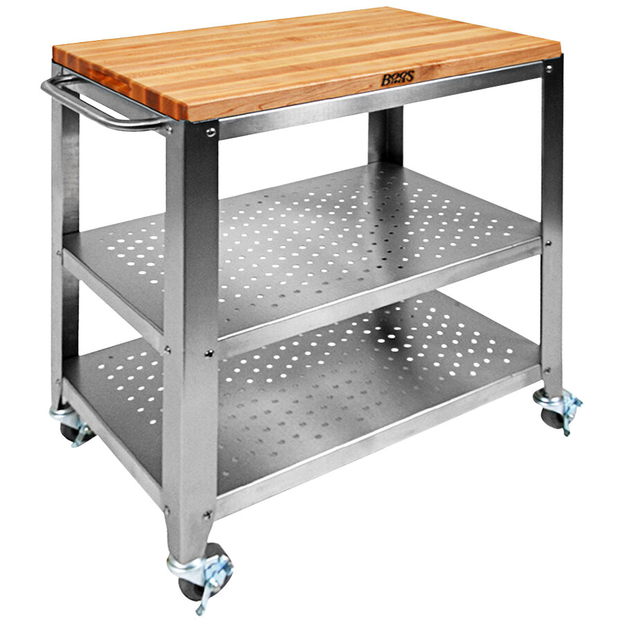John Boos & Co. Cucina Culinarte 30" x 20" Maple Cart with Removable ...