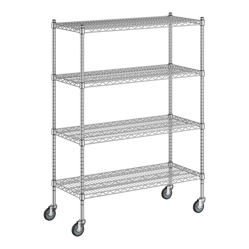 Regency 18" x 42" x 60" NSF Chrome Mobile Wire Shelving Starter Kit ...