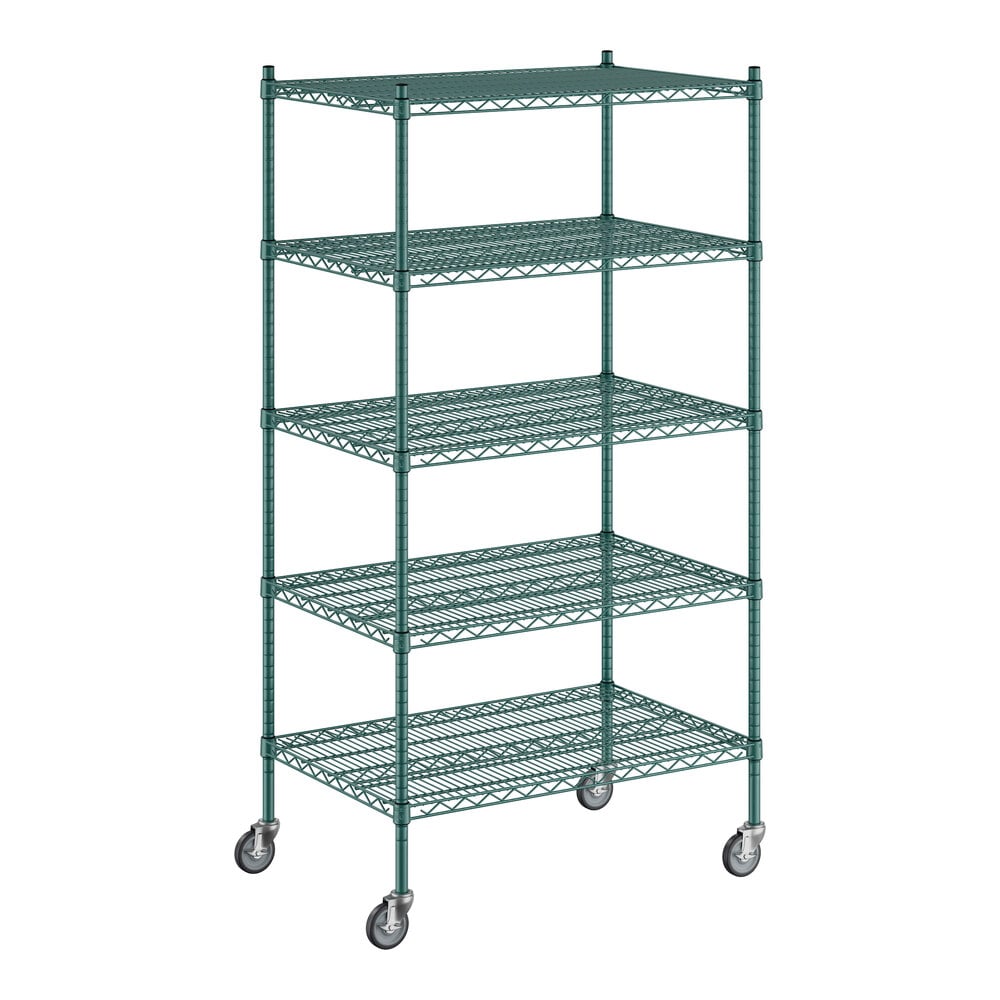 Regency 24" x 36" x 70" NSF Green Epoxy Mobile Wire Shelving Starter ...