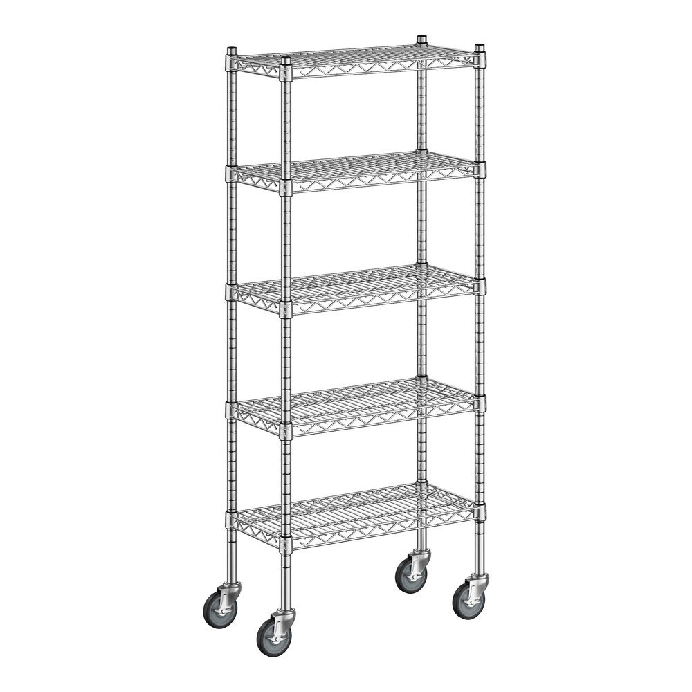 Regency 12" x 24" x 60" NSF Chrome Mobile Wire Shelving Starter Kit ...