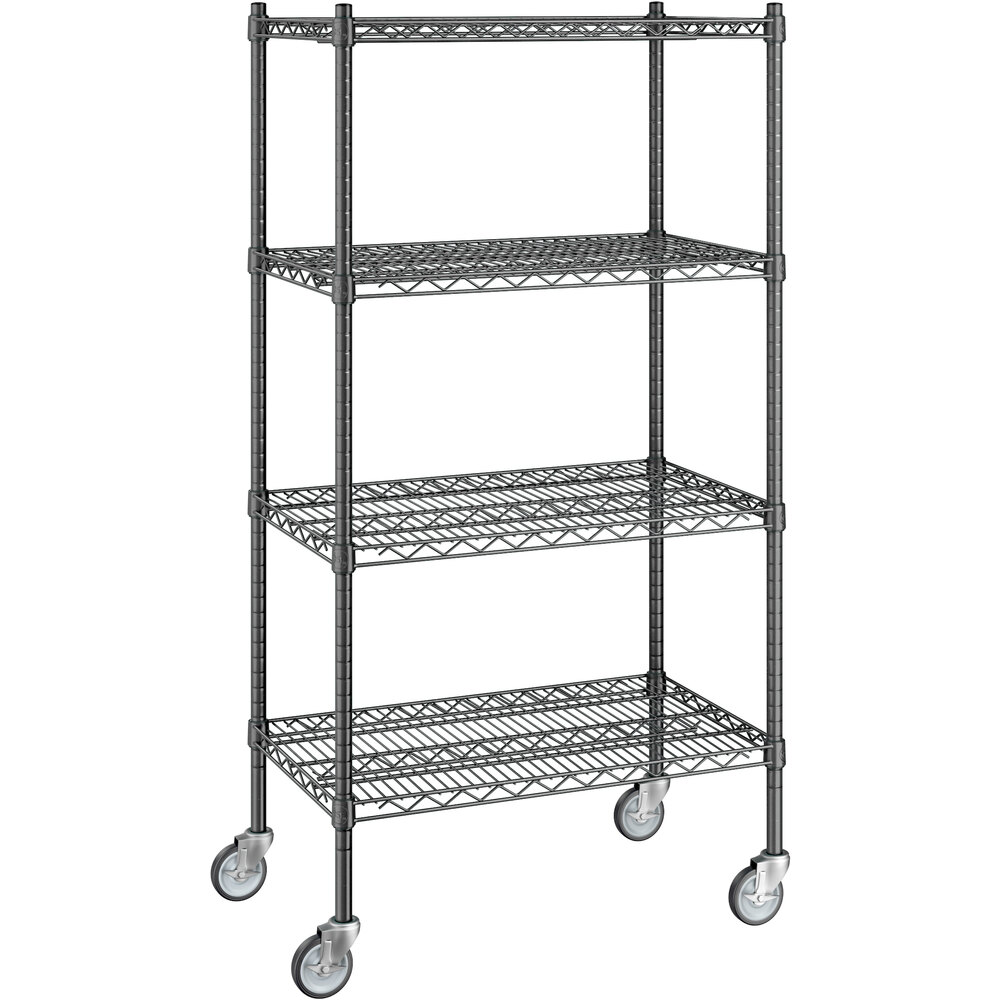Regency 18 X 30 X 60 NSF Black Epoxy Mobile Wire Shelving Starter