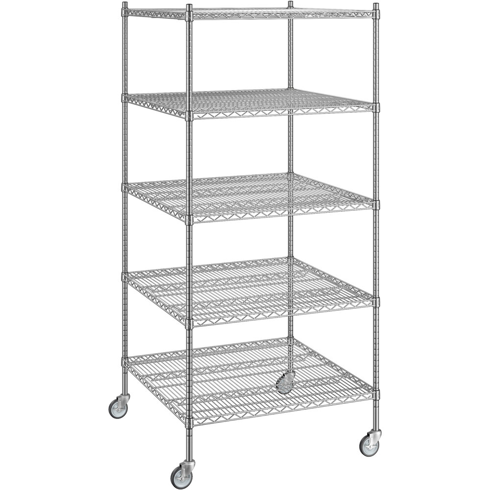 Regency 36 X 36 X 80 NSF Chrome Mobile Wire Shelving Starter Kit