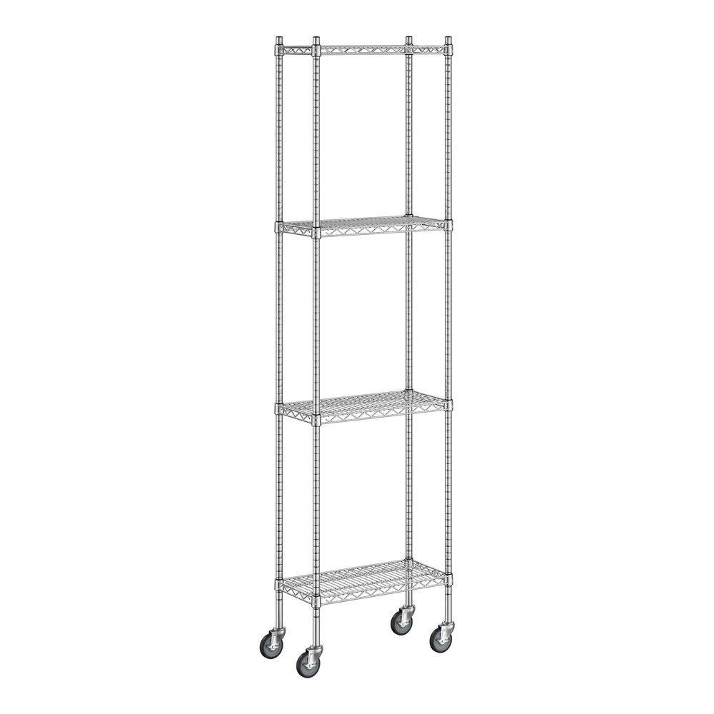 Regency 12" x 24" x 92" NSF Chrome Mobile Wire Shelving Starter Kit ...