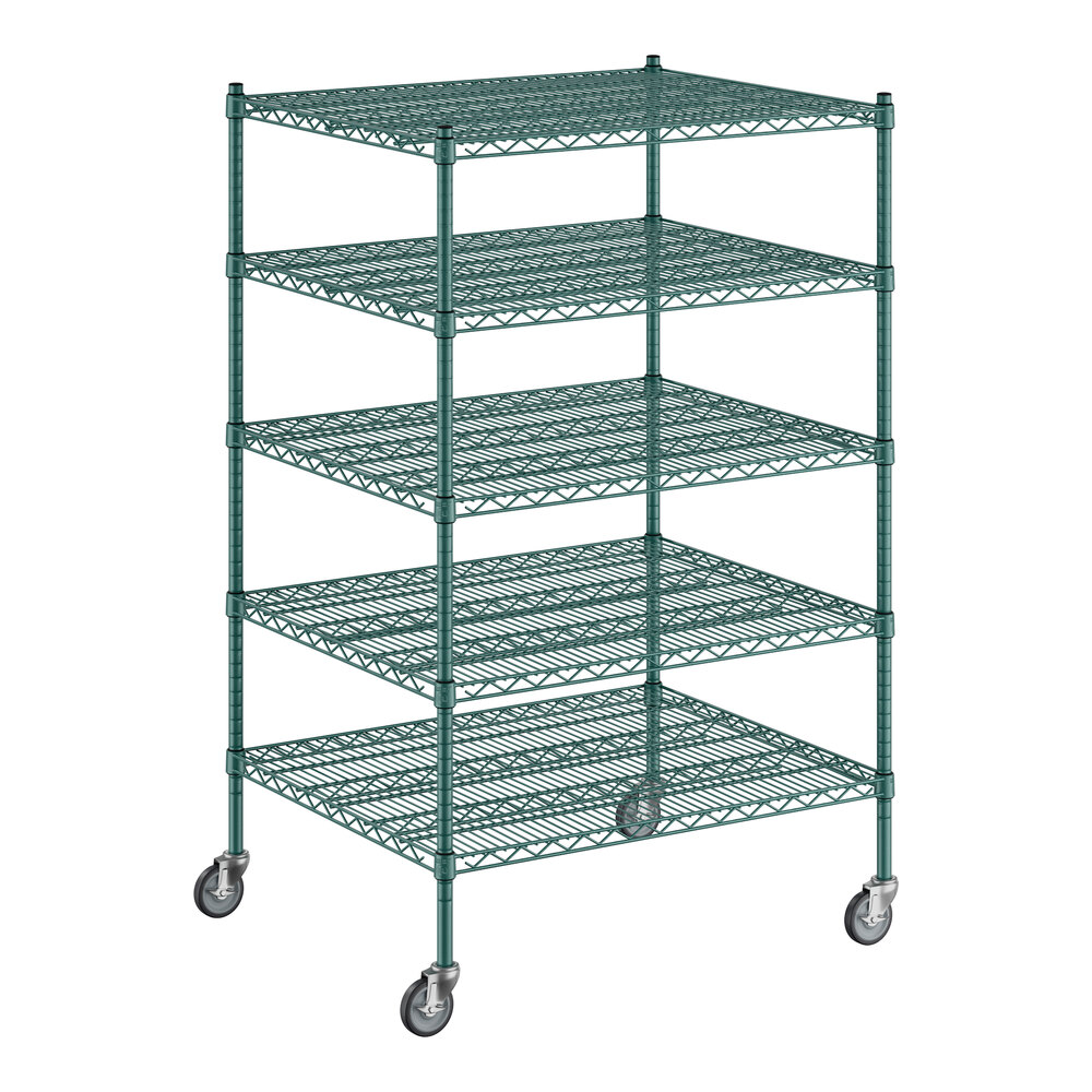 Regency 30" x 36" x 60" NSF Green Epoxy Mobile Wire Shelving Starter ...