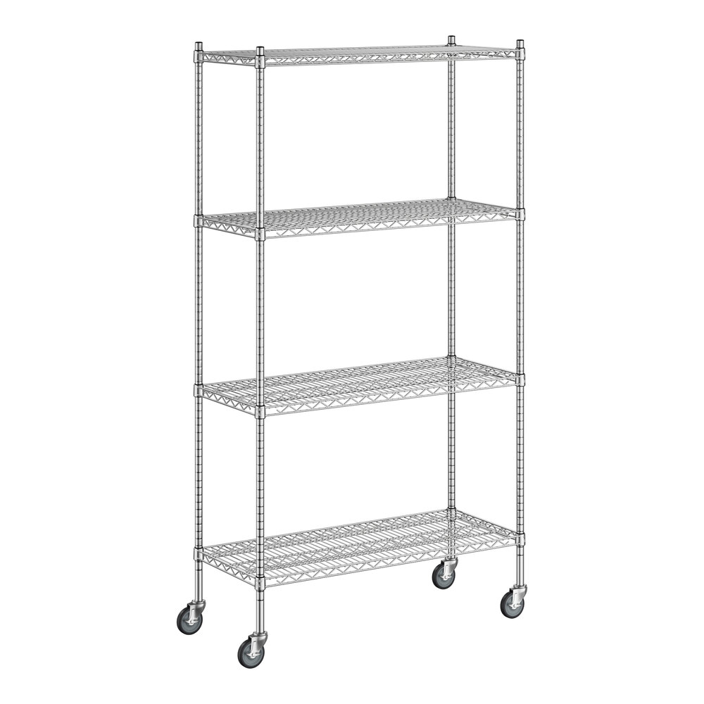 Regency 18" x 42" x 80" NSF Chrome Mobile Wire Shelving Starter Kit ...