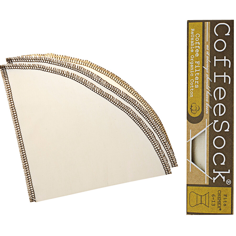 CoffeeSock Chemex 6-13 Cup Reusable Coffee Filter Halfmoon X6HM-01 - 2/Pack