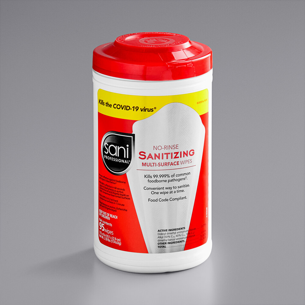 Sani Professional 7 3/4" x 9" 95 Count No-Rinse Sanitizing Multi ...