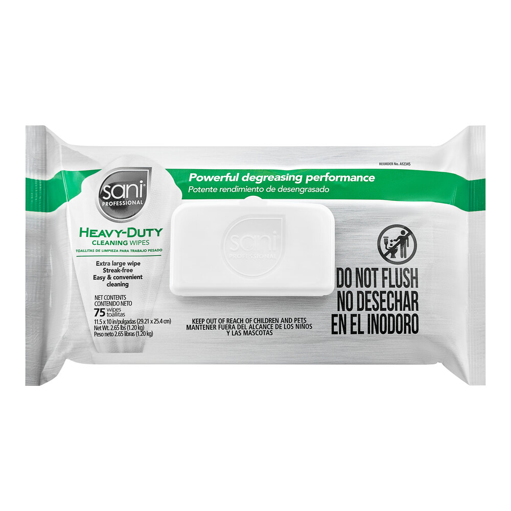 Sani Professional Heavy-Duty Cleaning Wipes 11 1/2" X 10" - 675/Case