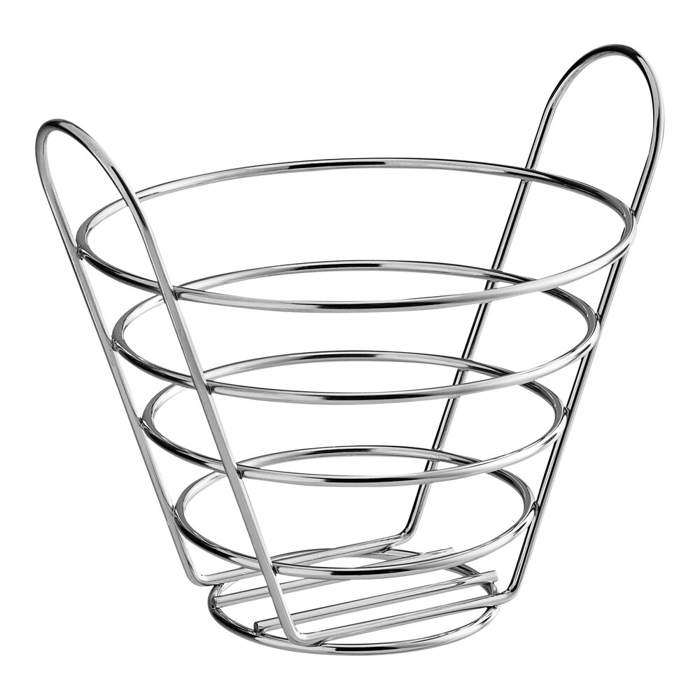 American Metalcraft WBC705 Round Chrome Wire Basket with Handles - 7" x 5"