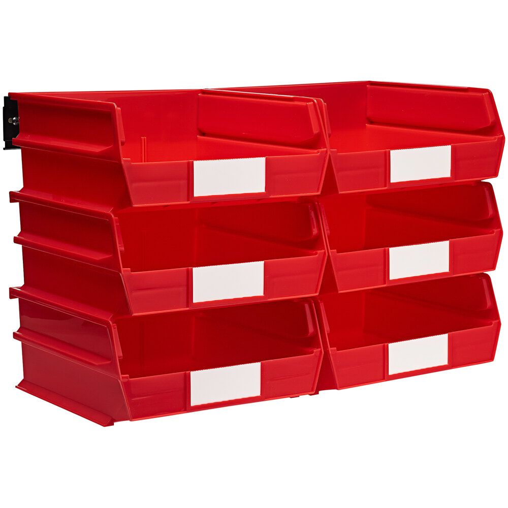 Triton Products LocBin Wall Storage System with (6) 10 7/8" Red Bins ...