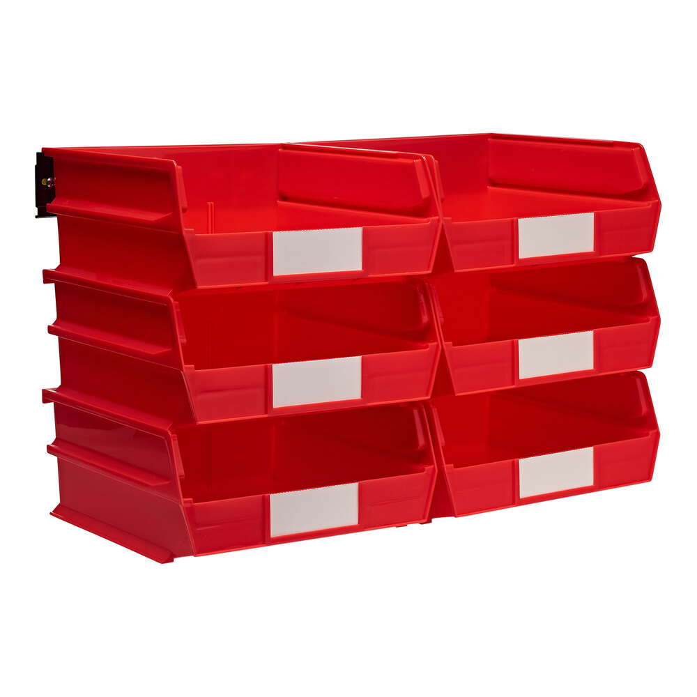 Triton Products LocBin Wall Storage System with (6) 10 7/8" Red Bins ...