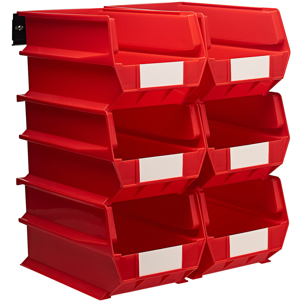 Triton Products LocBin Wall Storage System with (6) 14 3/4" Red Bins ...