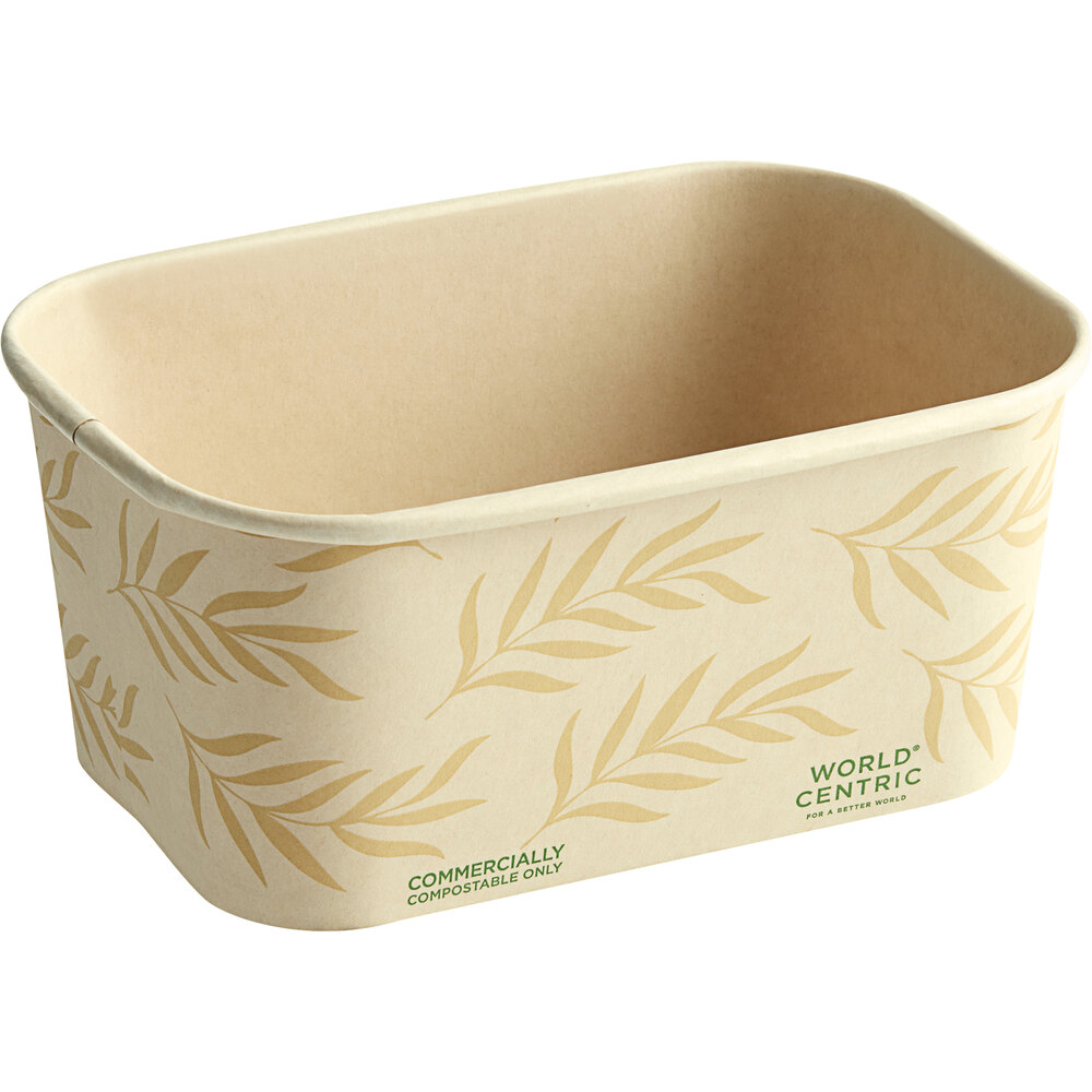 World Centric NoTree Bio-Lined Compostable Rectangular Container 32 oz ...