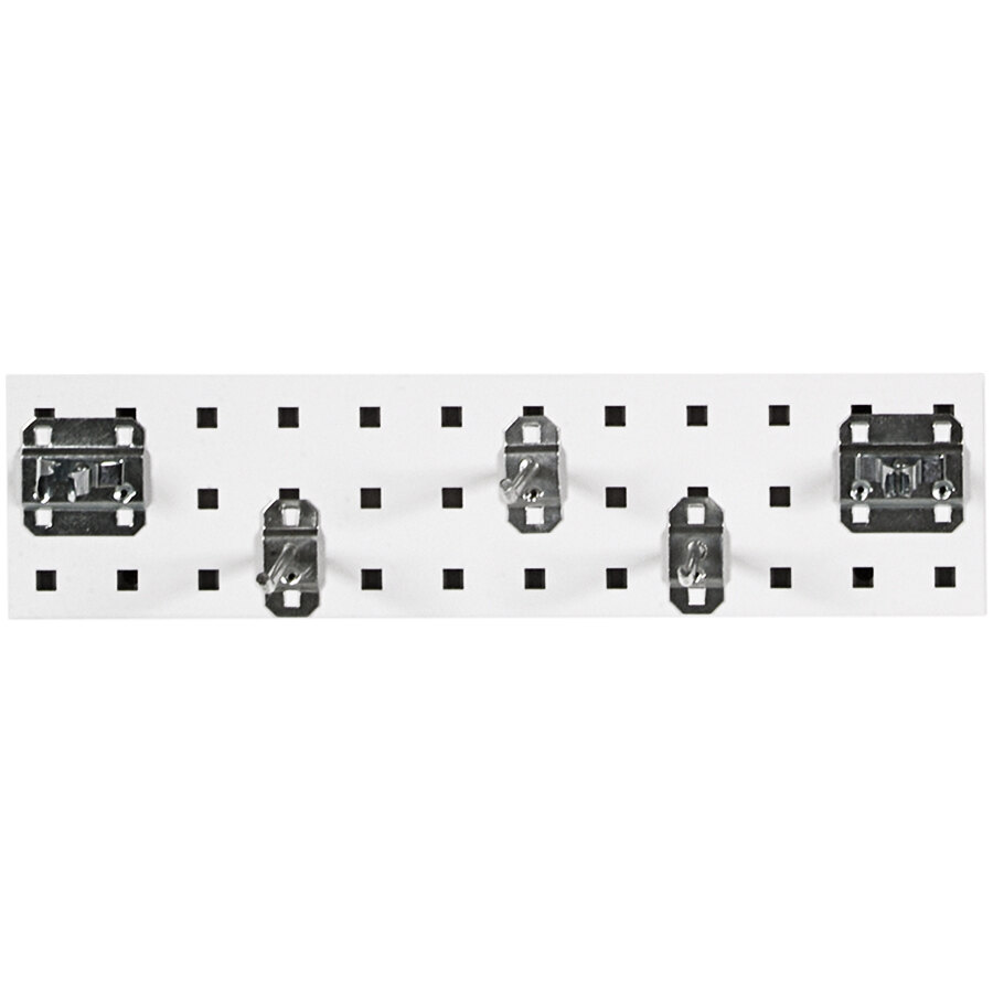 Triton Products 18" x 4 1/2" White Tool Pegboard Strip with 5 Hooks