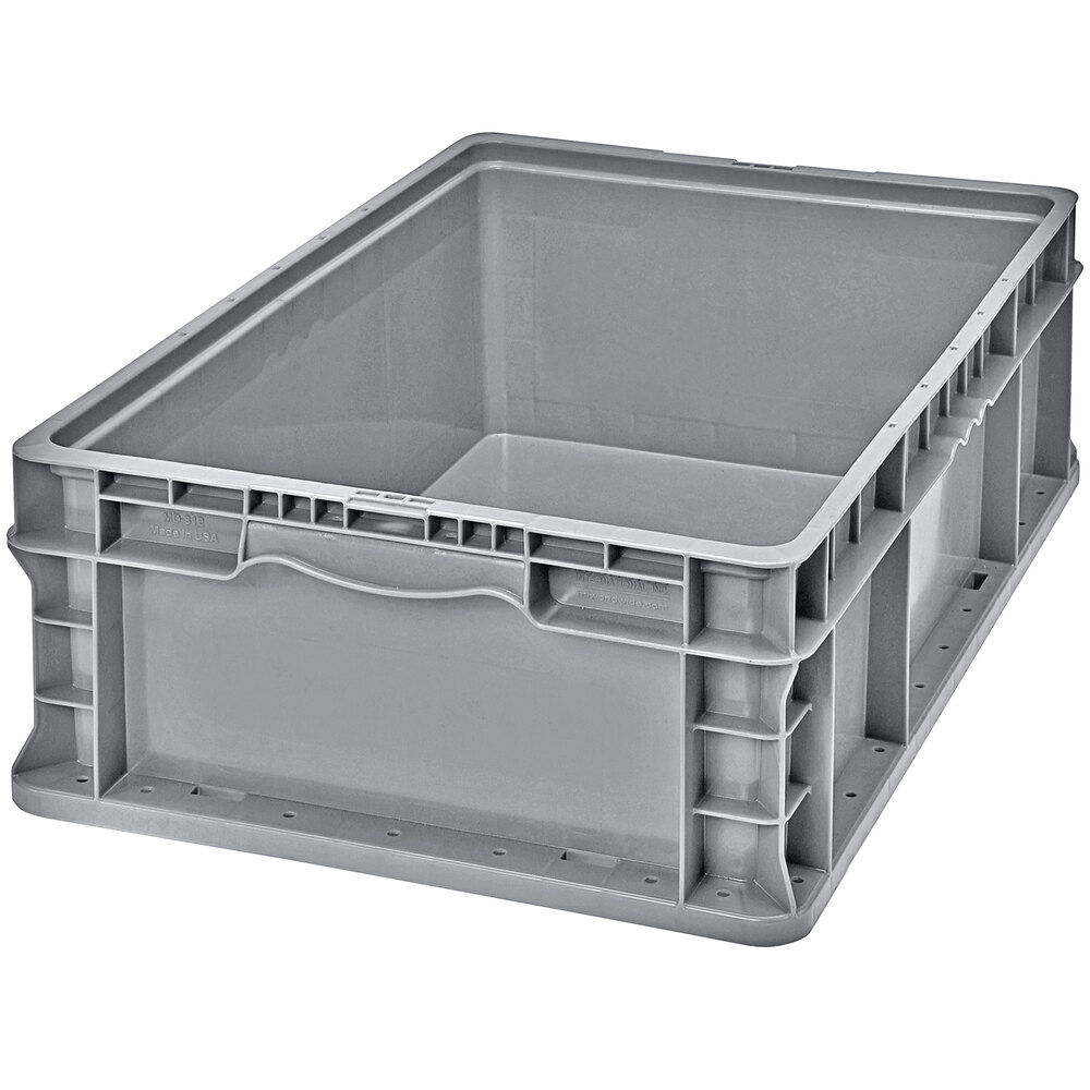 Quantum 24" x 15" x 7 1/2" Heavy-Duty Gray Stacker Straight Wall ...
