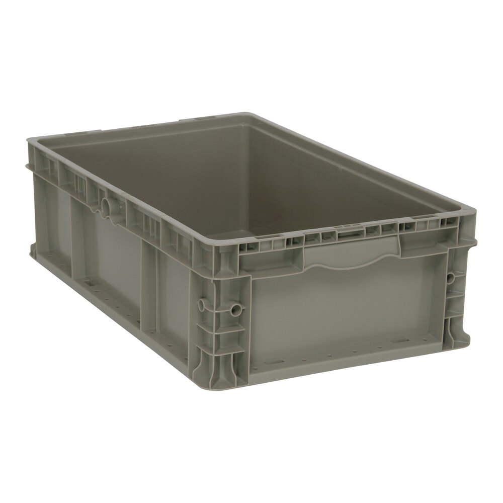 Quantum 24" x 15" x 7 1/2" Heavy-Duty Gray Stacker Straight Wall ...