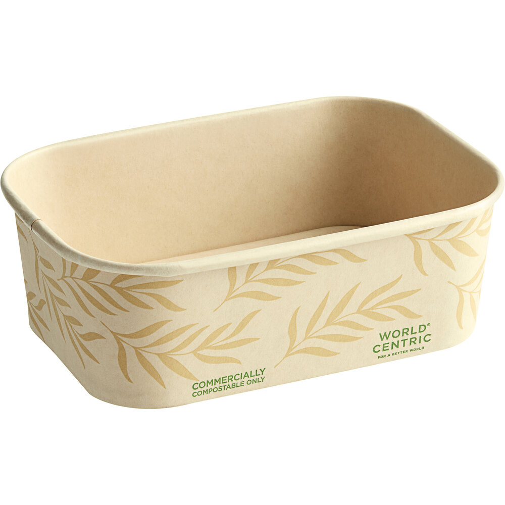 World Centric NoTree Bio-Lined Compostable Rectangular Container 24 oz ...