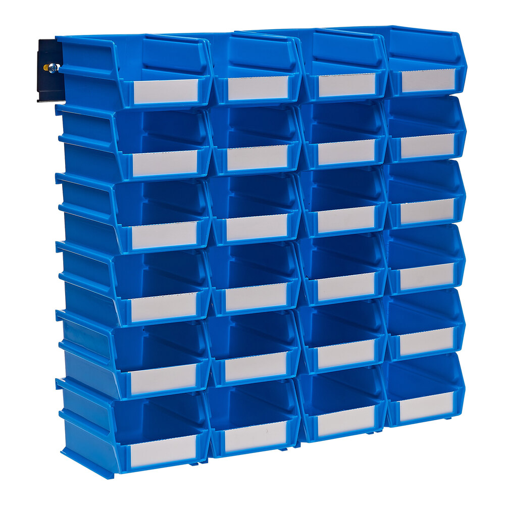 Triton Products LocBin Wall Storage System with (24) 5 3/8" Blue Bins ...