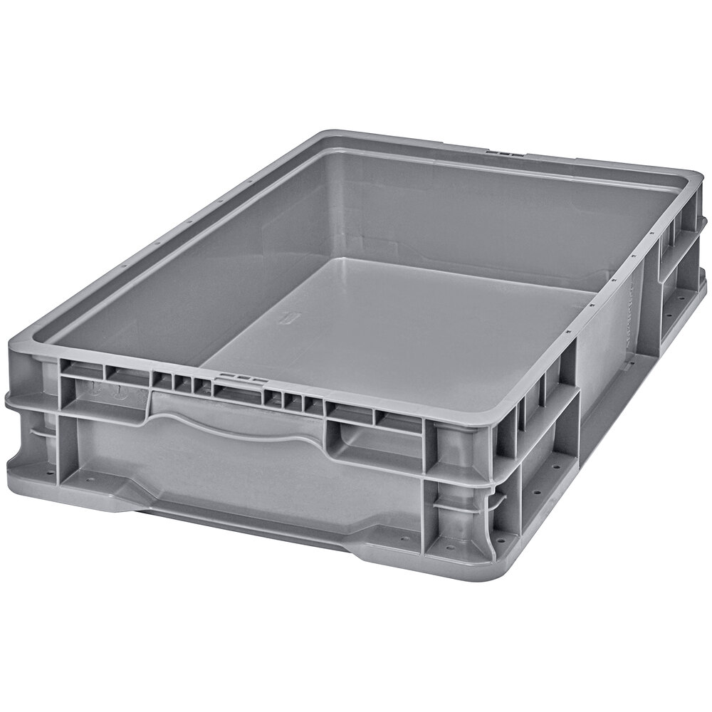Quantum 24" x 15" x 5" Heavy-Duty Gray Stacker Straight Wall Container ...