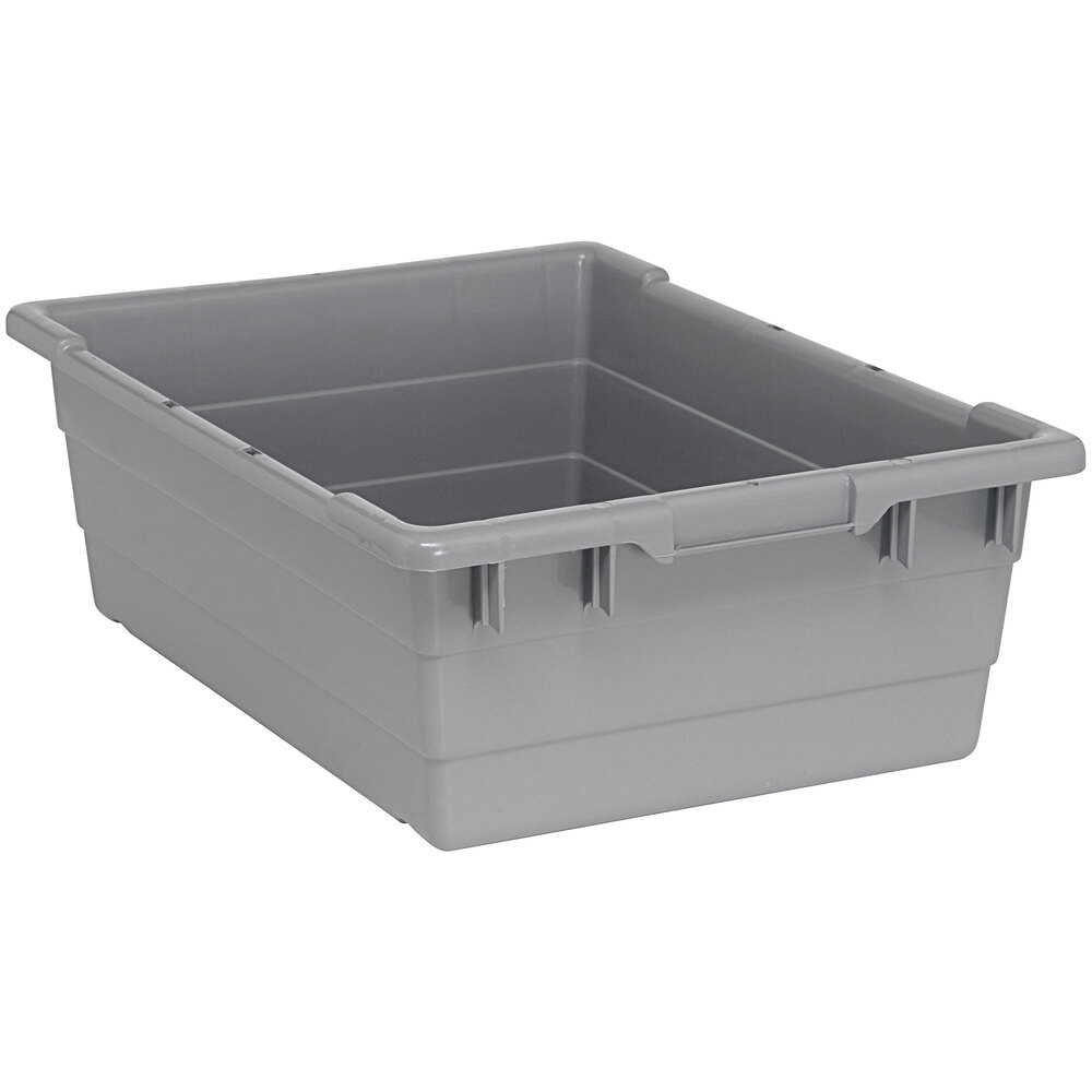 Quantum 9.81 Gallon Gray Cross Stack Tub with Built-In Handle Grips and ...