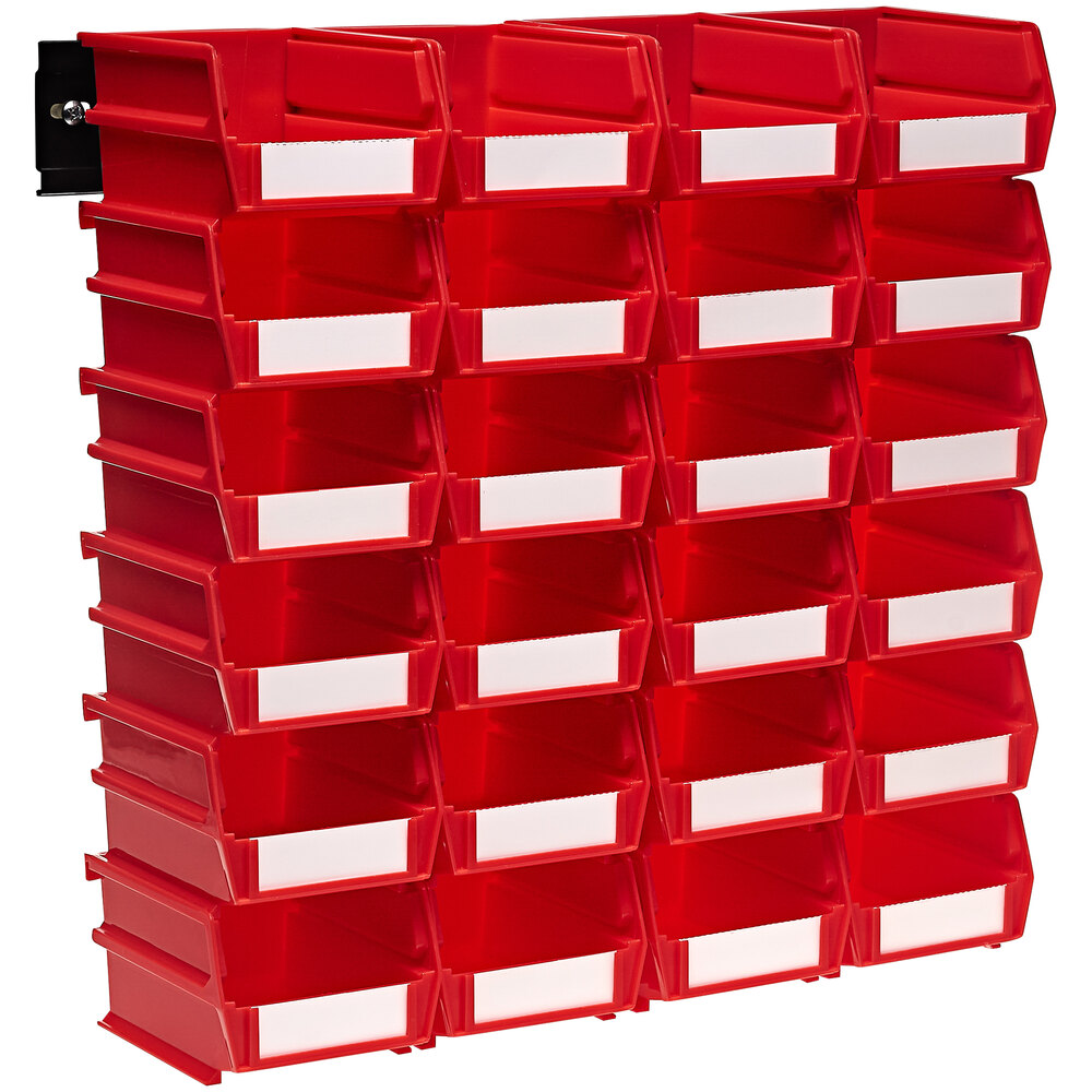 Triton Products LocBin Wall Storage System with (24) 5 3/8" Red Bins ...