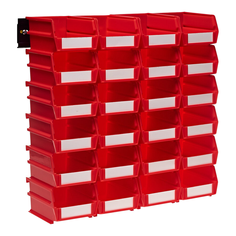 Triton Products LocBin Wall Storage System with (24) 5 3/8" Red Bins ...