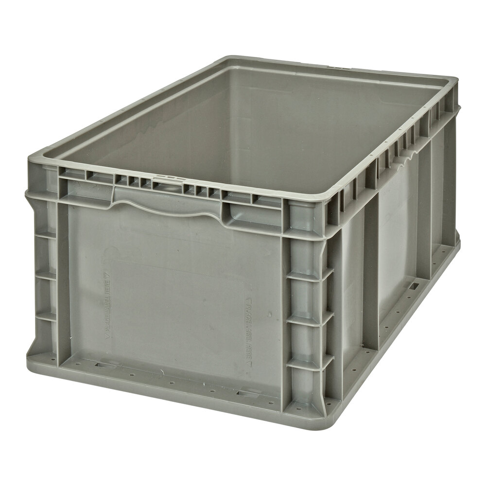 Quantum 24" x 15" x 9 1/2" Heavy-Duty Gray Stacker Straight Wall ...