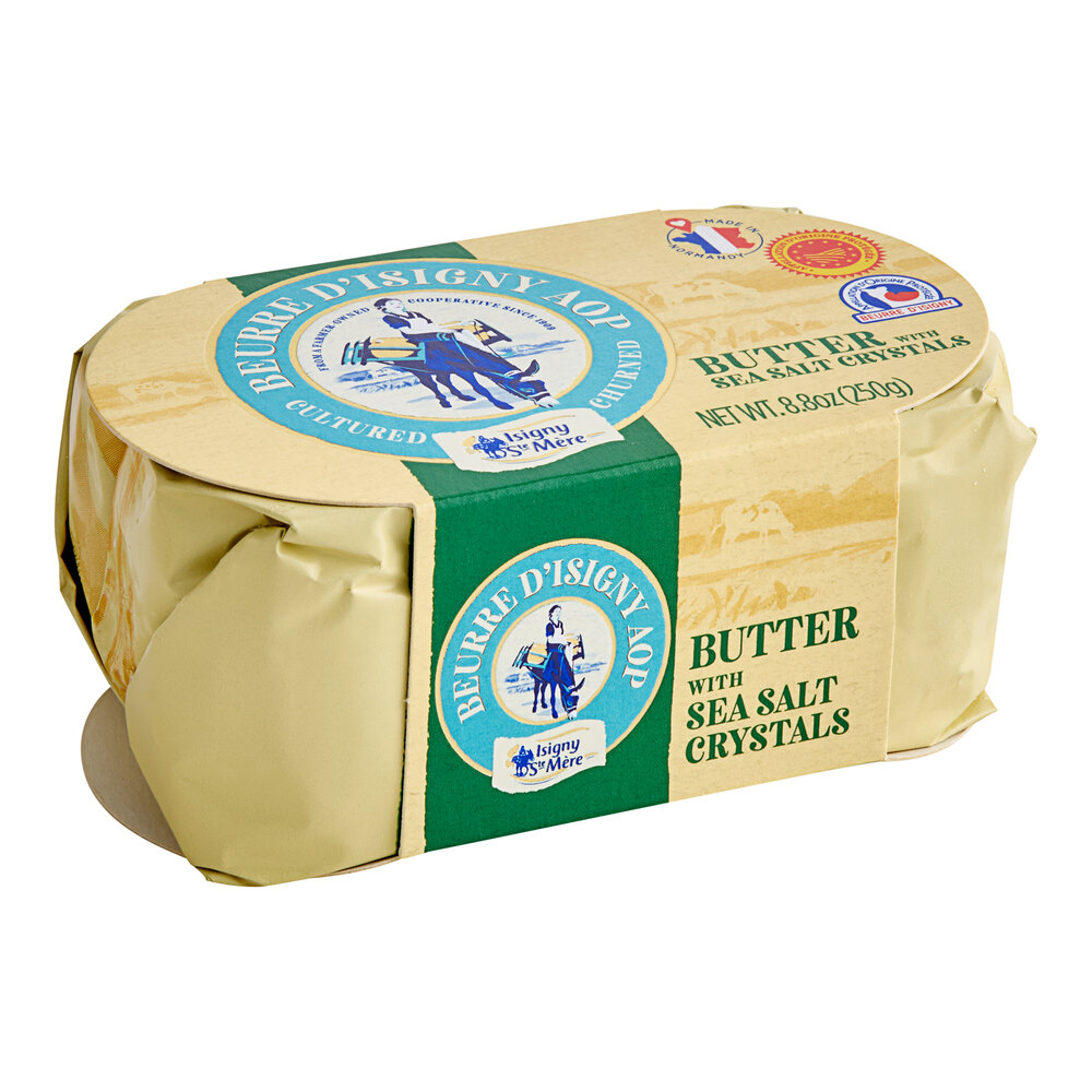 Isigny Sainte-Mere PDO Churned Butter with Sea Salt Crystals 8.8 oz ...