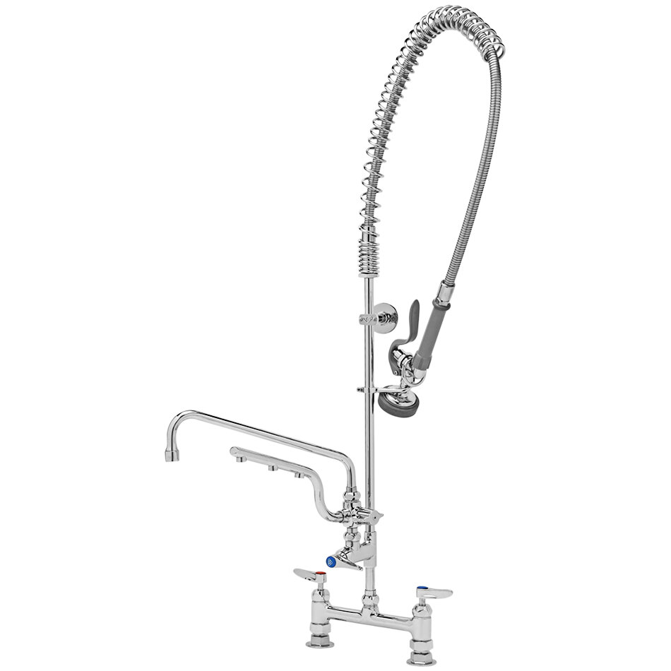 T&S B-0123-U12-CR-B Ultrarinse Deck Mount Pre-Rinse Faucet with 8 ...