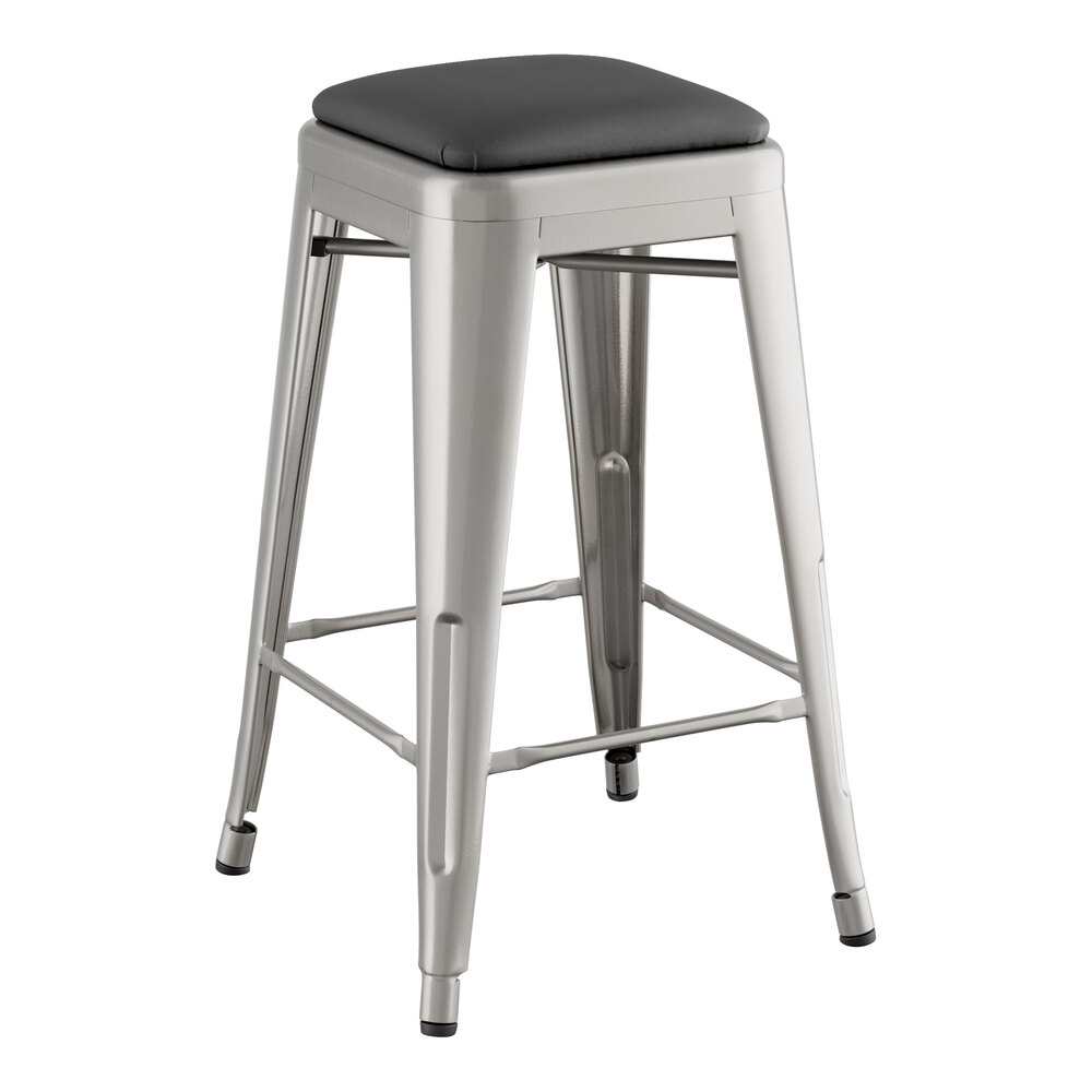 Lancaster Table & Seating Alloy Series Silver Indoor Backless Counter ...