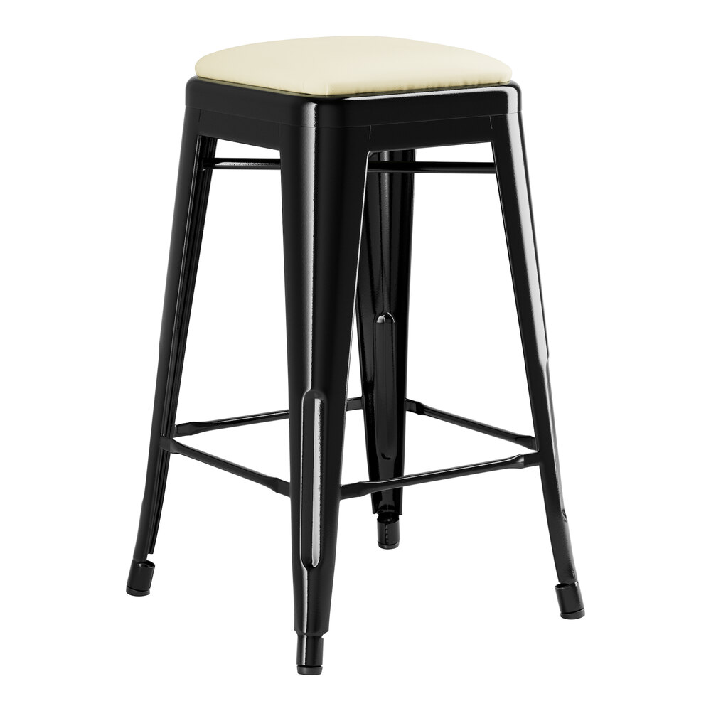 Lancaster Table & Seating Alloy Onyx Black Indoor Backless Counter ...