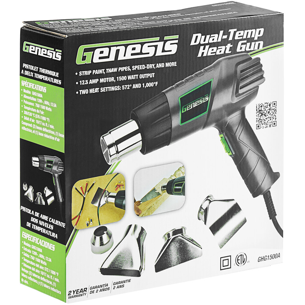 Genesis Dual-Temperature Heat Gun with Assorted Nozzles GHG1500A - 120V ...