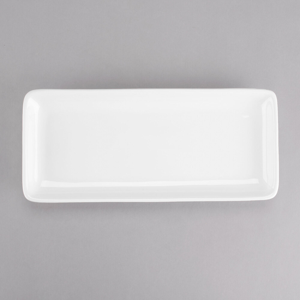 Tuxton BPZ-1141 11 1/2" x 5" Porcelain White Rectangular China Tray ...