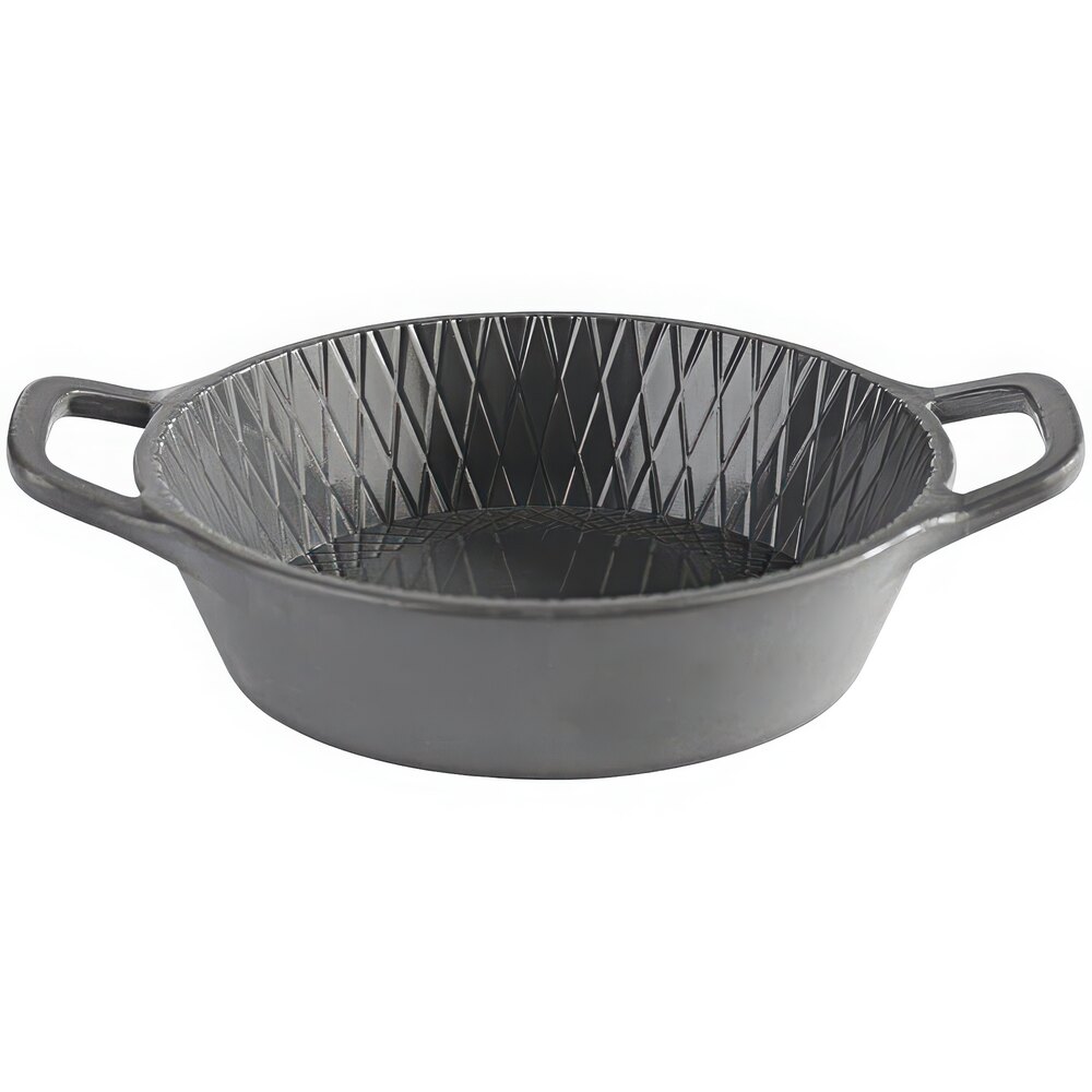 APS Minis 2.375 oz. Hammered Gray Two-Handled Melamine Bowl - 60/Case