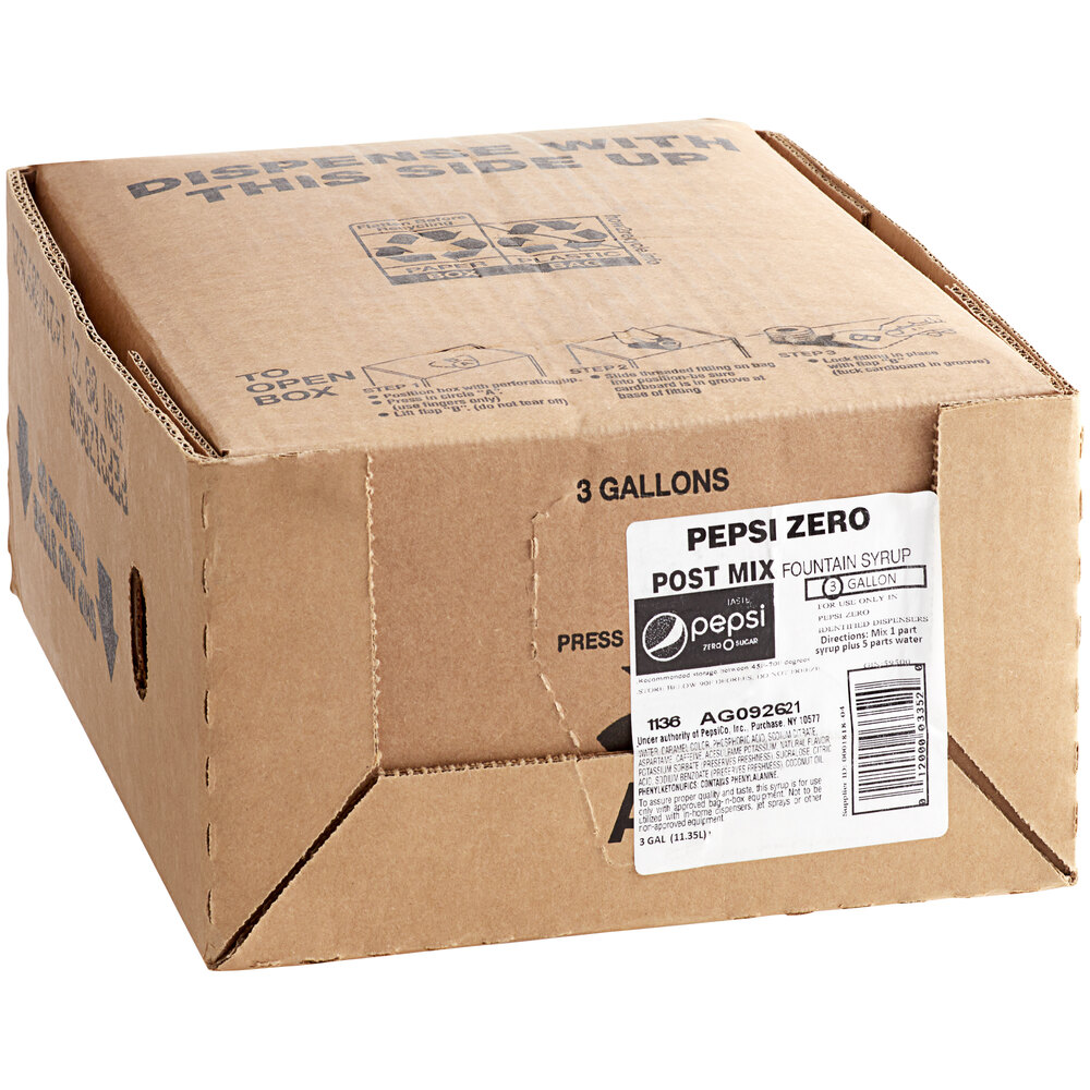 Pepsi® Cola Zero Sugar Beverage / Soda Syrup 3 Gallon Bag in Box