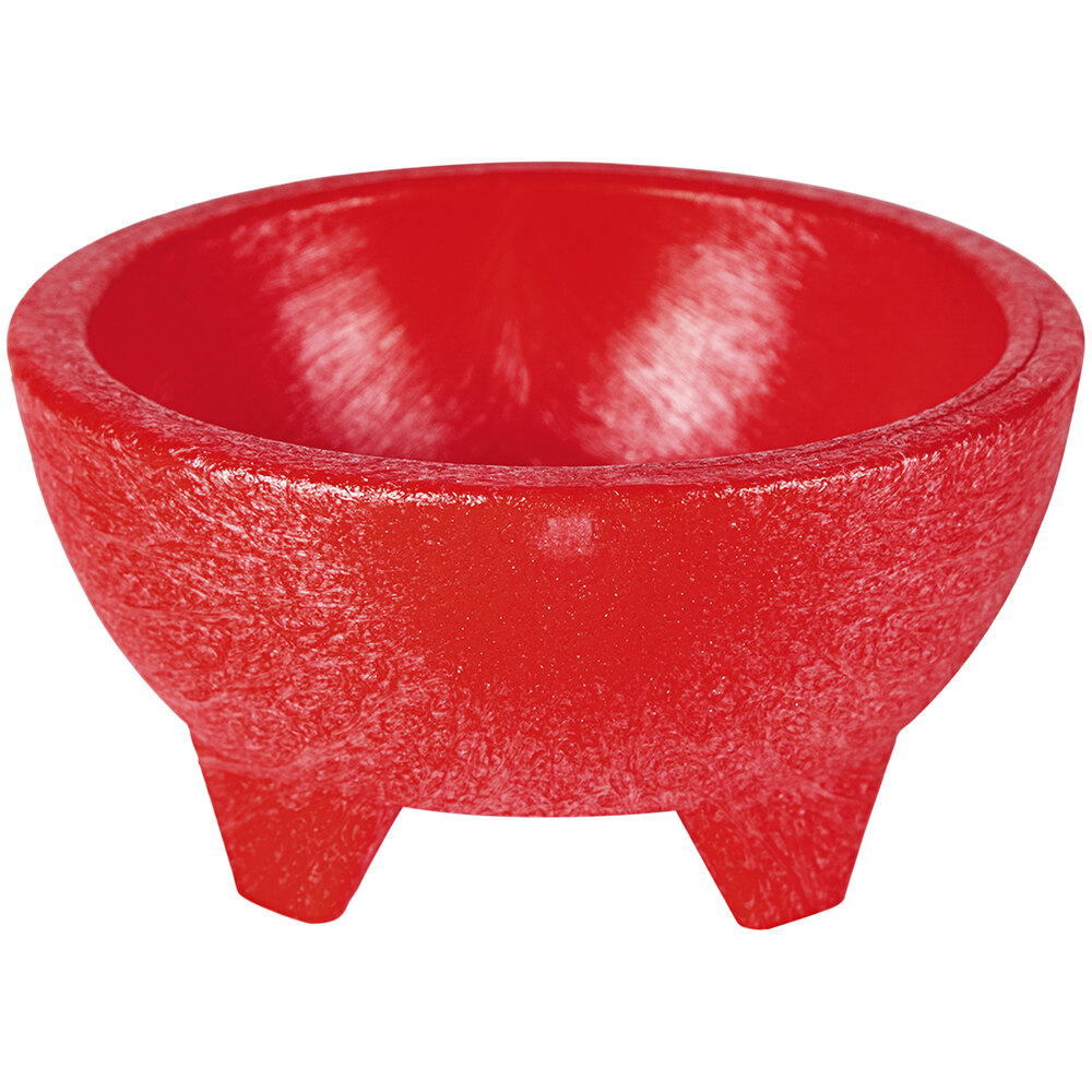 HS Inc. 8 oz. Red Chile Polypropylene Singular Mediano Molcajete - 24/Case