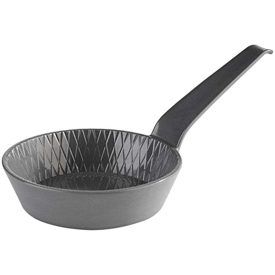 APS Minis 2.375 oz. Hammered Gray Long-Handled Melamine Bowl - 48/Case