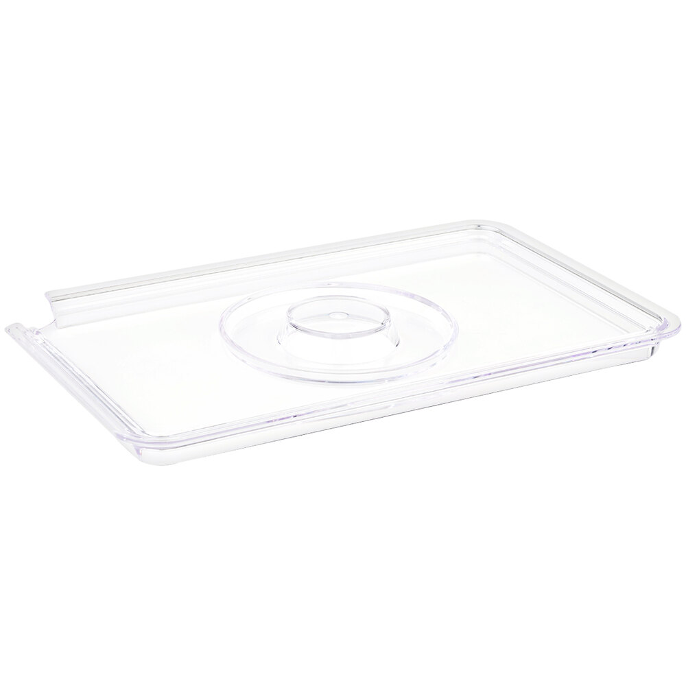 APS Universal 1/4 Size Rectangle Clear Food Pan Lid with Notch and Handle