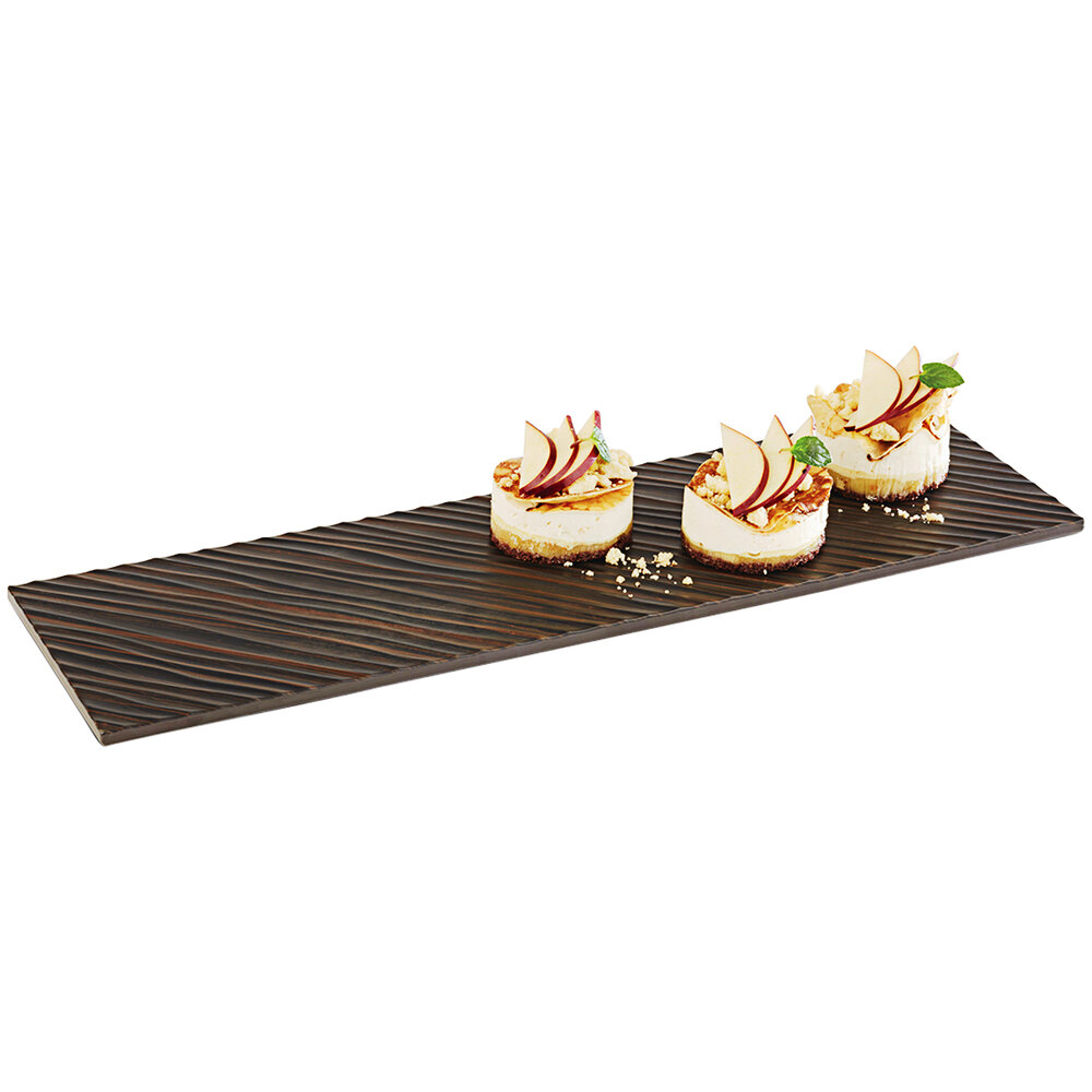 APS Tiles 20 7/8" x 6 3/8" Rectangle Textured Brown Melamine Tray - 5/Case