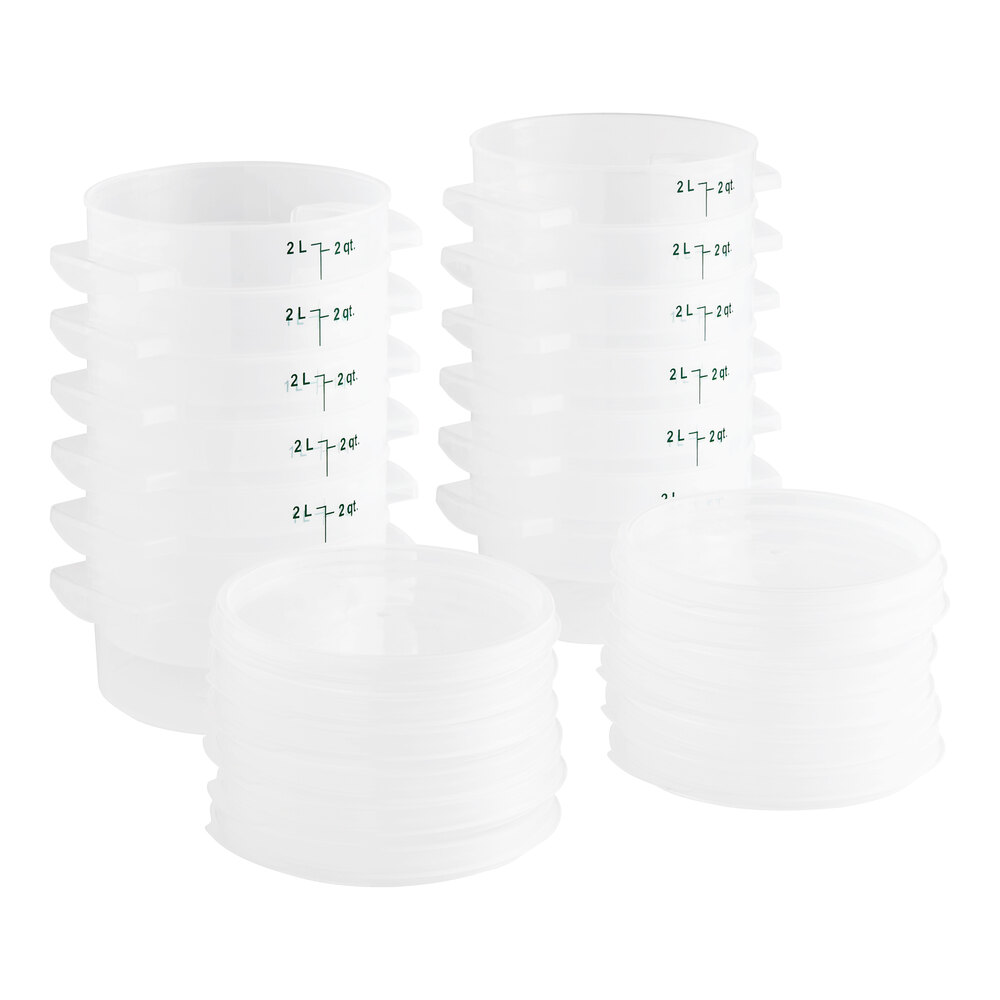 Vigor 2 Qt. Translucent Round Polypropylene Food Storage Container and ...